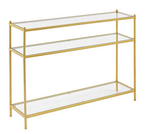 Convenience Concepts Royal Crest Console Table, Clear Glass / Gold