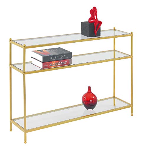 Convenience Concepts Royal Crest Console Table, Clear Glass / Gold