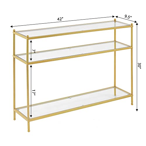 Convenience Concepts Royal Crest Console Table, Clear Glass / Gold