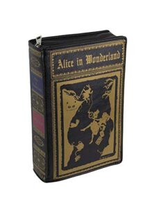 black vinyl alice in wonderland book handbag novelty clutch purse crossbody bag small