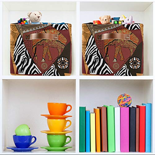 ALAZA Foldable Storage Bins, African Elephant EthnicStorage Boxes Closet Shelf Organizer for Bedroom Nursery Closet Toys Books