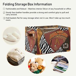 ALAZA Foldable Storage Bins, African Elephant EthnicStorage Boxes Closet Shelf Organizer for Bedroom Nursery Closet Toys Books