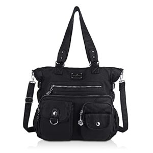 angel kiss hobo handbags for women soft pu leather shoulder handbag large women hobo purses fashion top handle satchel black