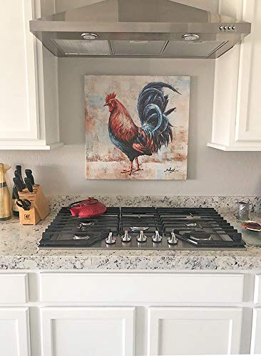 B BLINGBLING Rooster Picture for Kitchen Wall Art: Golden Rooster Framed Canvas Wall Art Rustic Home Decor Ready to Hang (24"x24"x1Panel)