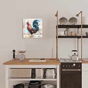 B BLINGBLING Rooster Picture for Kitchen Wall Art: Golden Rooster Framed Canvas Wall Art Rustic Home Decor Ready to Hang (24"x24"x1Panel)