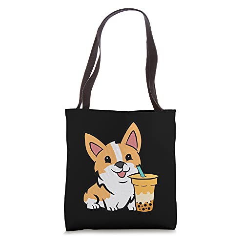 Corgi Dog With Bubble Tea Boba Tea Tote Bag