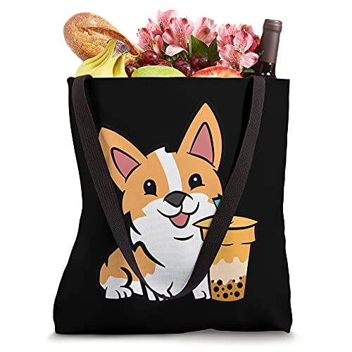 Corgi Dog With Bubble Tea Boba Tea Tote Bag