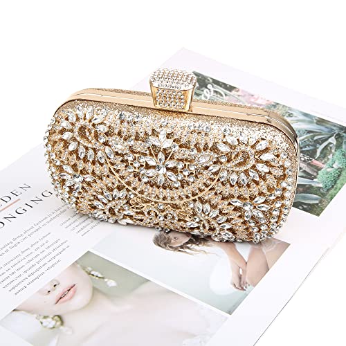 DA BODAN Womens Sparkly Rhinestone Sequin Glitter bag Clutch Evening Handbag Shoulder Bags Purse for Wedding Party Prom