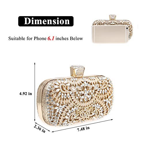 DA BODAN Womens Sparkly Rhinestone Sequin Glitter bag Clutch Evening Handbag Shoulder Bags Purse for Wedding Party Prom