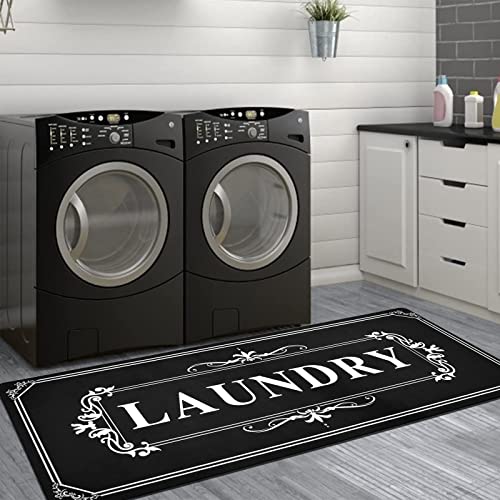 USTIDE Laundry Room Rug Runner Farmhouse Laundry Room Decor Rug Nonskid Kitchen Runner Durable Laundry Floor Mat Waterproof Runner Rug for Kitchen Bathroom Washhouse Entry