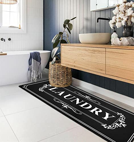 USTIDE Laundry Room Rug Runner Farmhouse Laundry Room Decor Rug Nonskid Kitchen Runner Durable Laundry Floor Mat Waterproof Runner Rug for Kitchen Bathroom Washhouse Entry