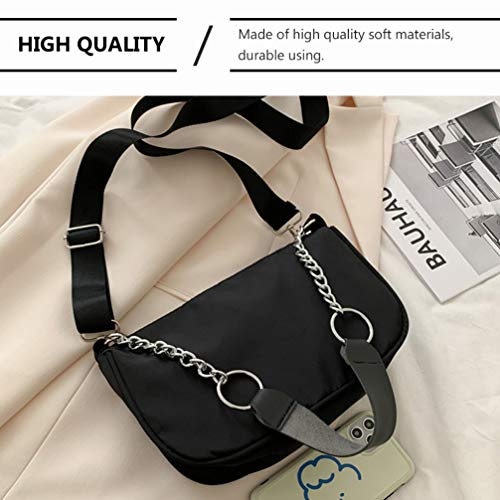 Women Chain Clutch Shoulder Bag Chain Crossbody Shoulder Purse Hipster Tote Handbags Silver Chain Clutch Purses Black for Girl Women Xmas Winter Holiday Christmas Decoration Gift