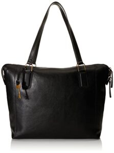 fossil women’s jacqueline eco-leather tote bag purse handbag, black (model: zb1502001)