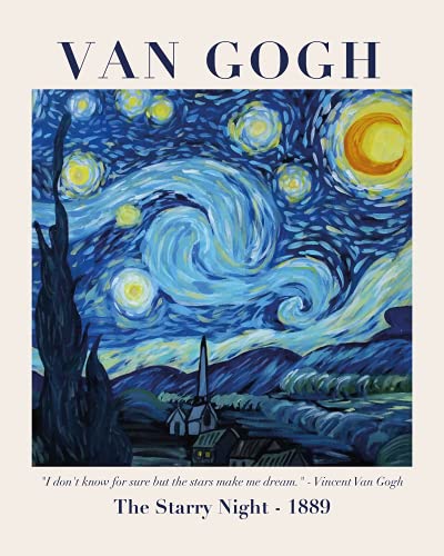 Sylvana Workshop - Van Gogh Posters and Prints Wall Art, UNFRAMED(Set of 6 Wall Decor), Fine Art Posters Prints, The Starry Night, Art Prints, Famous Posters, Famous Prints, Van Gogh Decorations… (8"x10")