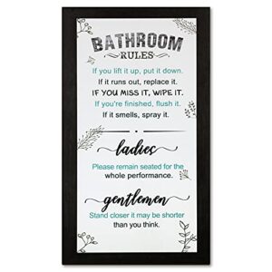 jetec bathroom wall decor funny bathroom rules sign bathroom rules wall decor for kids bathroom rules wall plaque rustic wood toilet decoration wall art for bathroom decor, 13.8 x 7.9 x 0.2 inches