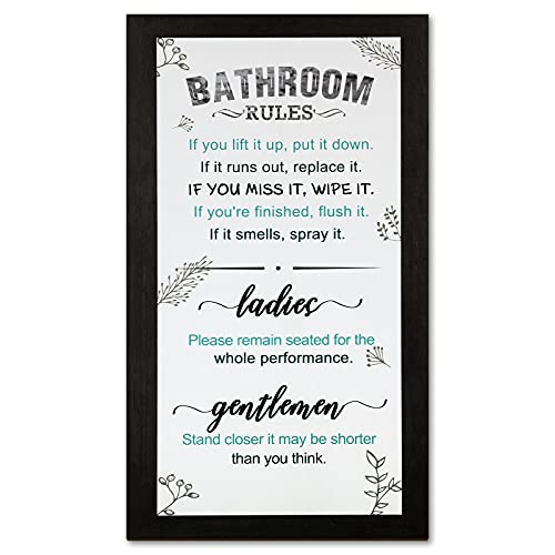 Jetec Bathroom Wall Decor Funny Bathroom Rules Sign Bathroom Rules Wall Decor for Kids Bathroom Rules Wall Plaque Rustic Wood Toilet Decoration Wall Art for Bathroom Decor, 13.8 x 7.9 x 0.2 Inches