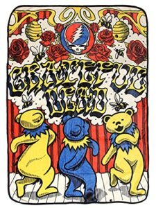 grateful dead dancing bear show super soft and cuddly fleece plush throw blanket 45″ x 60″