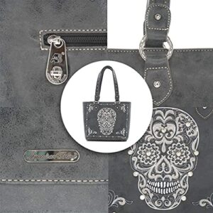 Montana West Leather Tote Bag Sugar Skull Handbag Shoulder Bag For Women ABZ-G012WBK