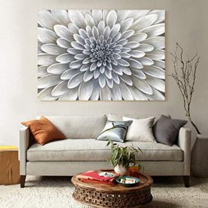 Yihui Arts White Flower Canvas Wall Art Painting Hand Painted Floral Canvas Pictures Aesthetic Botanical Artwork for Bedroom Living Room Bathroom Decoration