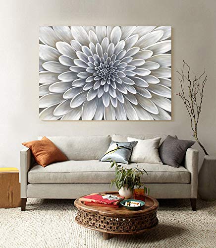 Yihui Arts White Flower Canvas Wall Art Painting Hand Painted Floral Canvas Pictures Aesthetic Botanical Artwork for Bedroom Living Room Bathroom Decoration