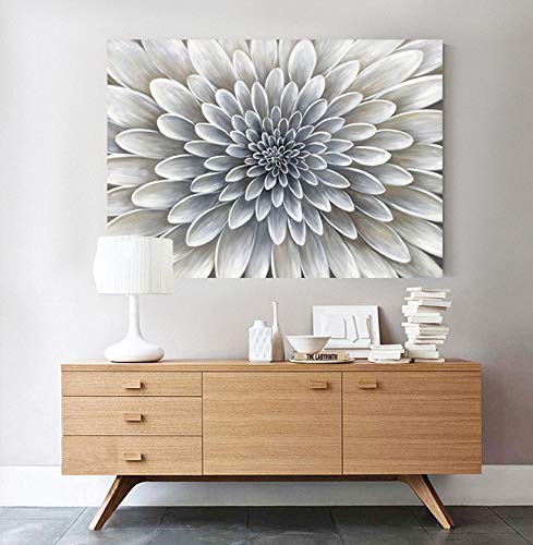 Yihui Arts White Flower Canvas Wall Art Painting Hand Painted Floral Canvas Pictures Aesthetic Botanical Artwork for Bedroom Living Room Bathroom Decoration