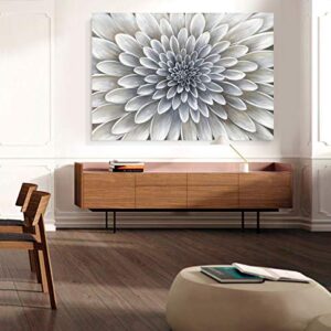 Yihui Arts White Flower Canvas Wall Art Painting Hand Painted Floral Canvas Pictures Aesthetic Botanical Artwork for Bedroom Living Room Bathroom Decoration