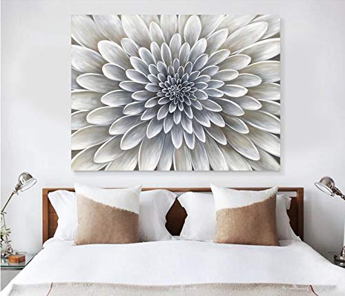 Yihui Arts White Flower Canvas Wall Art Painting Hand Painted Floral Canvas Pictures Aesthetic Botanical Artwork for Bedroom Living Room Bathroom Decoration