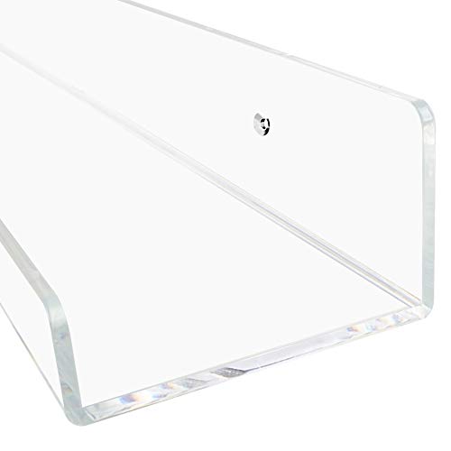 Weiai Clear Acrylic Shelf 15" Invisible Floating Wall Ledge Bookshelf, Kids Book Display Shelves Wall Mounted (15 Inch 3Pack)