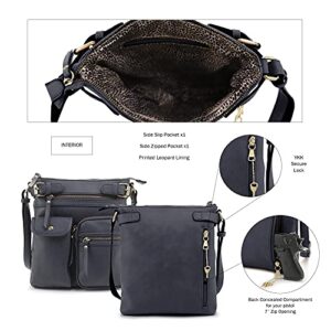 Jessie & James Robin Multipocket Concealed Carry Crossbody Bag with Lock and Key - Navy