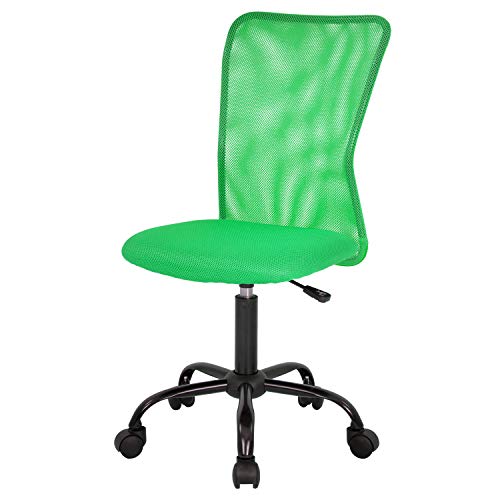 Home Office Chair Mid Back Mesh Desk Chair Armless Computer Chair Ergonomic Task Rolling Swivel Chair Back Support Adjustable Modern Chair with Lumbar Support (Green)