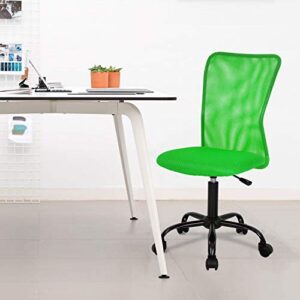 Home Office Chair Mid Back Mesh Desk Chair Armless Computer Chair Ergonomic Task Rolling Swivel Chair Back Support Adjustable Modern Chair with Lumbar Support (Green)