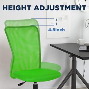 Home Office Chair Mid Back Mesh Desk Chair Armless Computer Chair Ergonomic Task Rolling Swivel Chair Back Support Adjustable Modern Chair with Lumbar Support (Green)