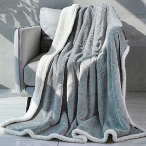 s ag ino sherpa fleece throw blanket reversible flannel blankets soft fuzzy cozy thick winter blankets for all seasons for bed couch sofa (grey, twin (60″x80″))