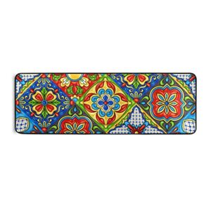 alaza mexican ethnic folk ornament runner area rug non slip floor mat for hallway entryway living room bedroom dorm home decor 72×24 inches