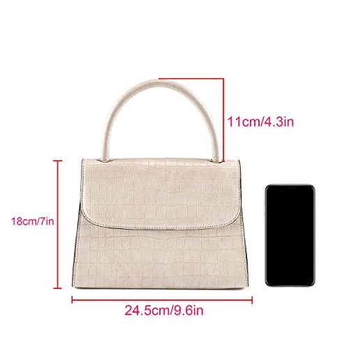 CHIC DIARY Small Tote Bag for Women Pu Leather Fashion Top Handle Crossbody Clutch Purse Handbag with Adjustable Shoulder Strap (Beige)