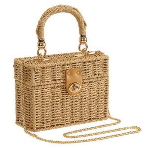 so’each women’s handbag wicker square crossbody rattan bag boho crossbody bag beige