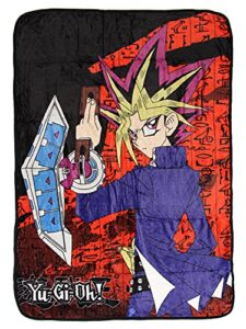 bioworld yu-gi-oh! trading card game yugi mutou soft plush fleece throw blanket 45″ x 60″