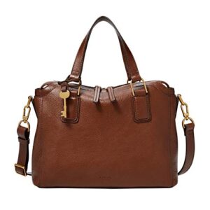 fossil women’s jacqueline eco-leather satchel purse handbag, brown (model: zb1501200)