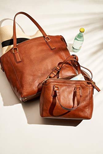 Fossil Women's Jacqueline Eco-Leather Satchel Purse Handbag, Brown (Model: ZB1501200)