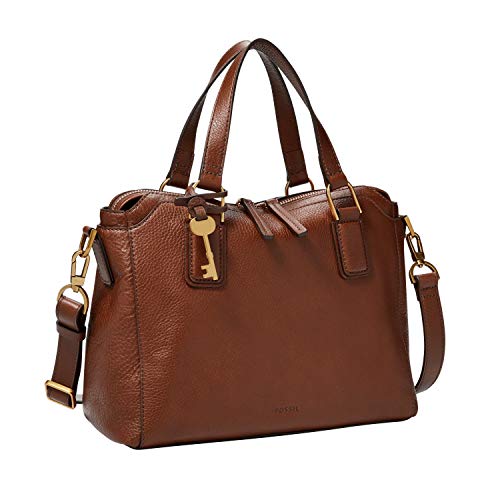 Fossil Women's Jacqueline Eco-Leather Satchel Purse Handbag, Brown (Model: ZB1501200)