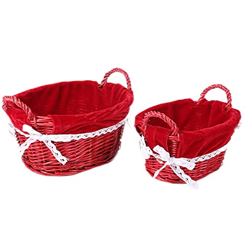 Wicker Storage Baskets Oval Woven Basket with Handle Liner for Shelf Decorative Empty Gift Baskets Decor