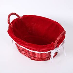 Wicker Storage Baskets Oval Woven Basket with Handle Liner for Shelf Decorative Empty Gift Baskets Decor