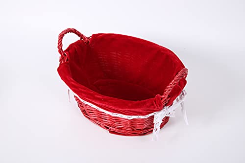 Wicker Storage Baskets Oval Woven Basket with Handle Liner for Shelf Decorative Empty Gift Baskets Decor