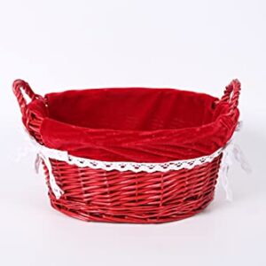 Wicker Storage Baskets Oval Woven Basket with Handle Liner for Shelf Decorative Empty Gift Baskets Decor