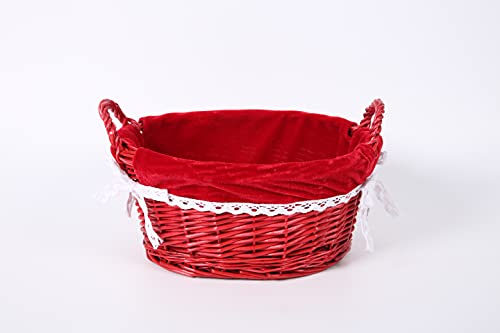 Wicker Storage Baskets Oval Woven Basket with Handle Liner for Shelf Decorative Empty Gift Baskets Decor