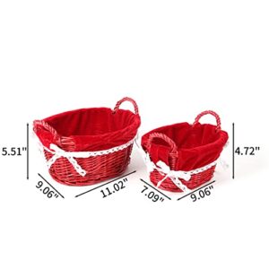 Wicker Storage Baskets Oval Woven Basket with Handle Liner for Shelf Decorative Empty Gift Baskets Decor