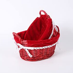 Wicker Storage Baskets Oval Woven Basket with Handle Liner for Shelf Decorative Empty Gift Baskets Decor