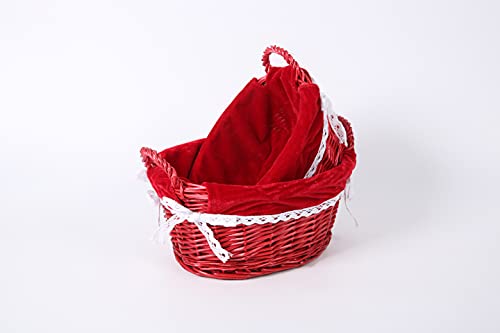 Wicker Storage Baskets Oval Woven Basket with Handle Liner for Shelf Decorative Empty Gift Baskets Decor