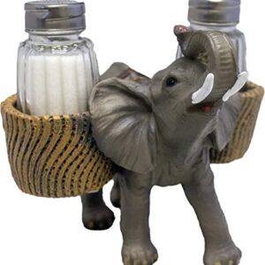 DWK Animal Holder with Salt And Pepper Shaker Set (3 Piece) | Kitchen Décor and Accessories | Salt and Pepper Shakers | Home Décor | Home Decorations… (Elephant)