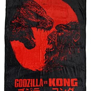 Godzilla vs. Kong Japanese Script Soft Plush Fleece Throw Blanket 45" x 60"